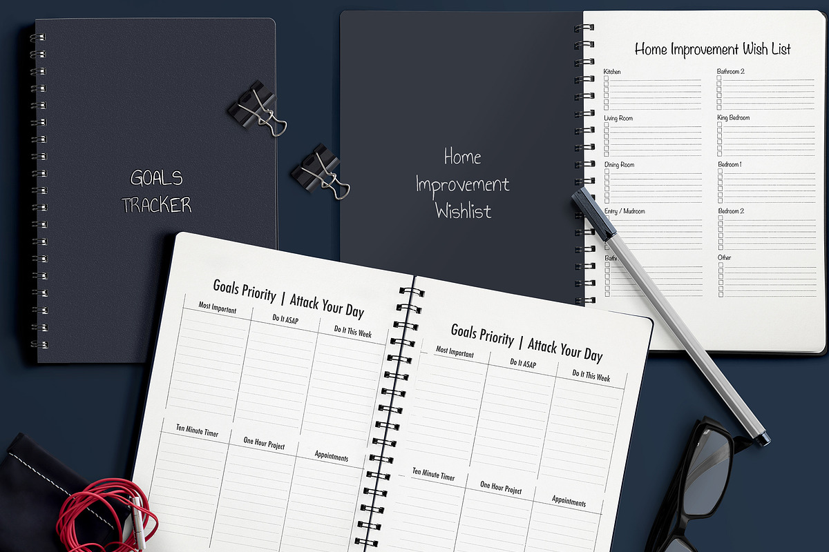 10 Printable Planner Notebook Layout, a Templates & Theme by Character