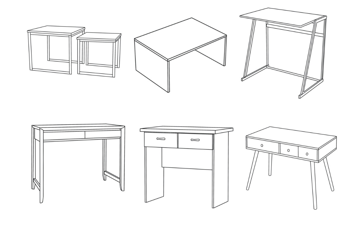 Desk Table Furniture Set 1 Procreate, a Brush Add-On by Disasterology Ink