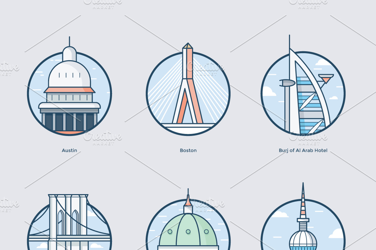 World Cities Illustrations, an Illustration by Prosymbols