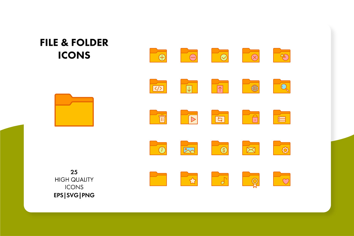 File and Folder Icon Set, an Outline Icon by yellowline