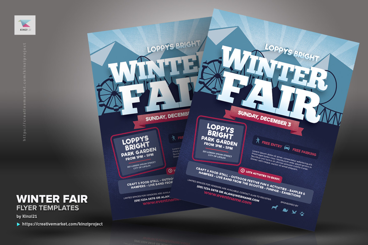 Winter Fair Flyer Templates, a Flyer Template by kinzi21