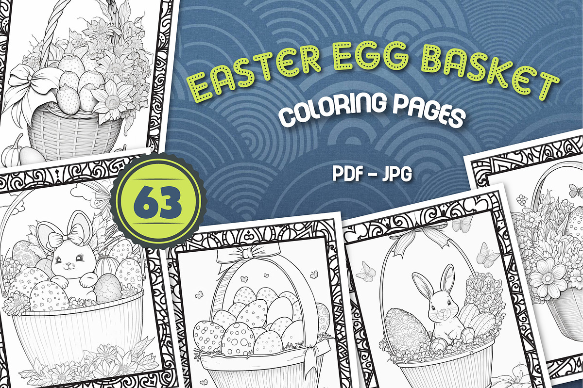 63 Easter Egg Basket Coloring Pages, a Seasonal Illustration by Blue ...