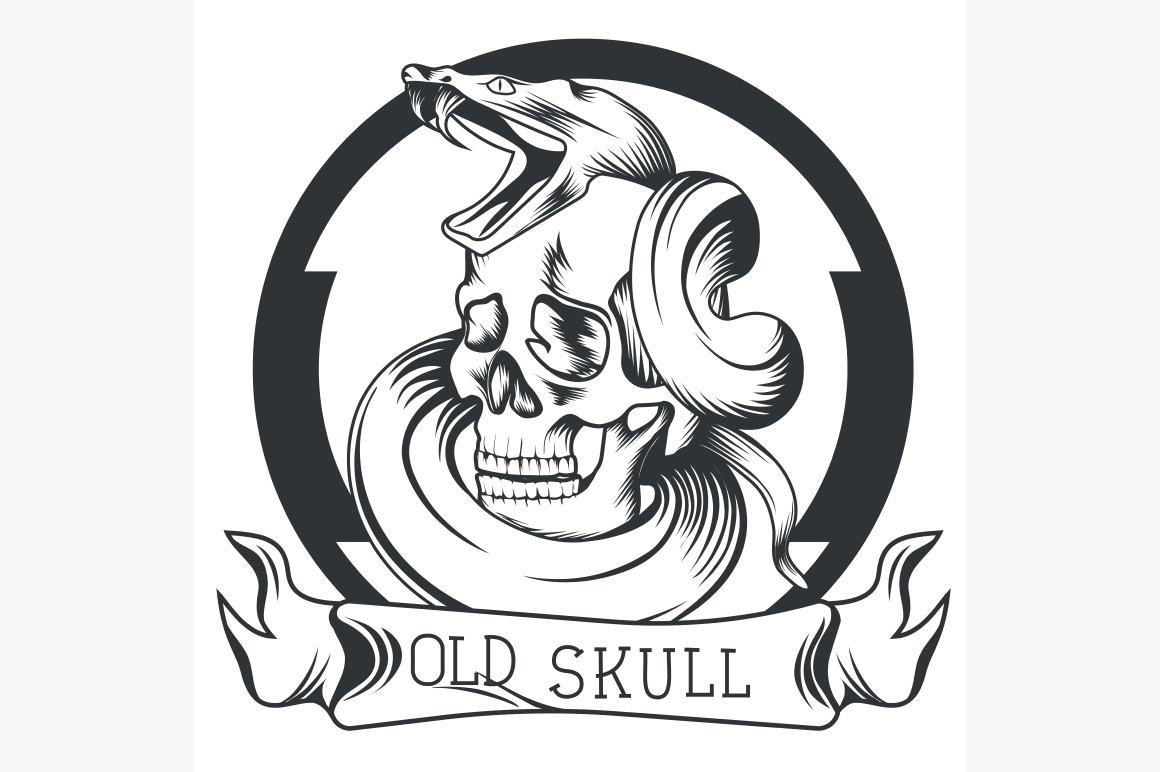 Skull snake ribbon logo, an Illustration by ARTYuSTUDIO
