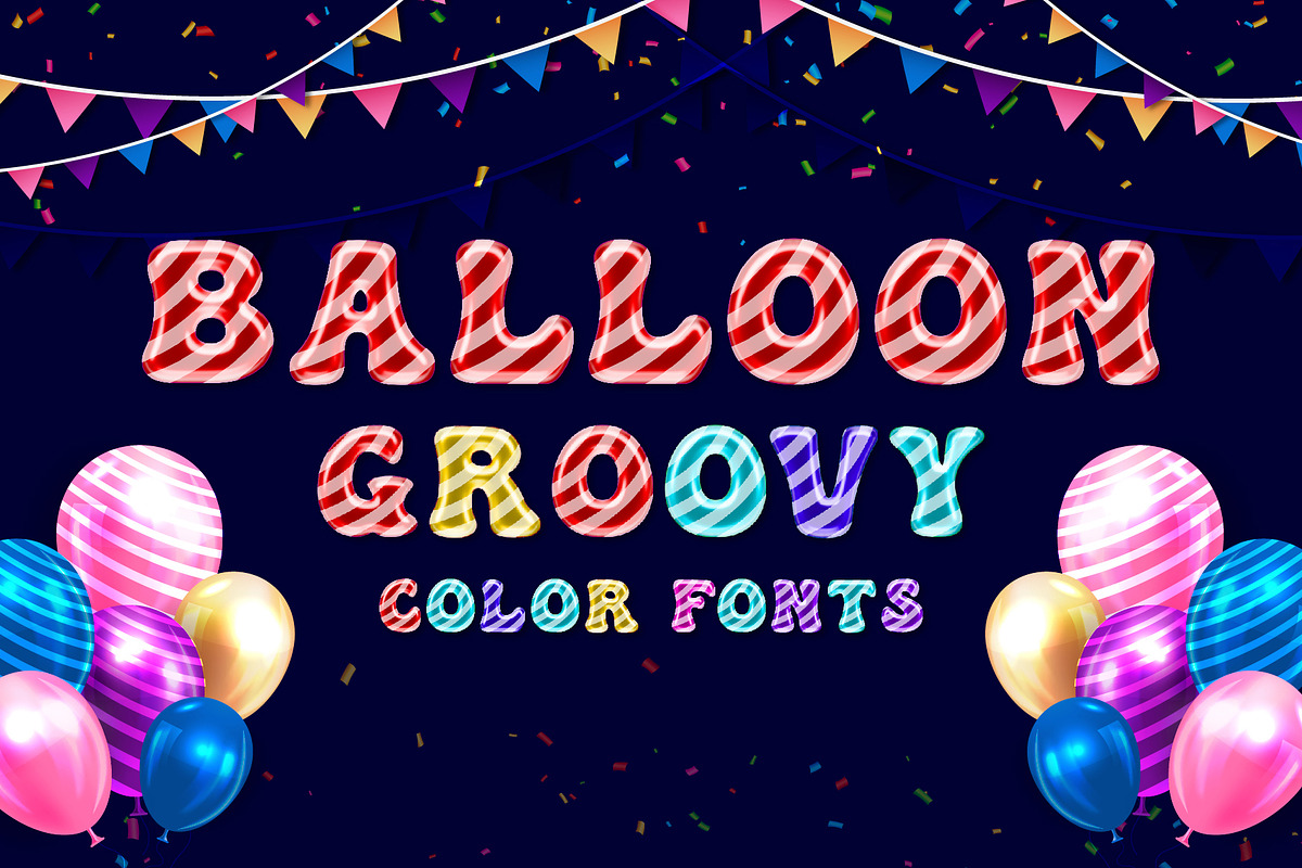 Balloon Groovy Bitmap and Color Font, a Font by Fox7 By Rattana