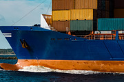 Blue container ship featuring big, blue, and boat, a Transportation ...