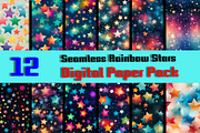 12 Seamless rainbow stars digital paper pack