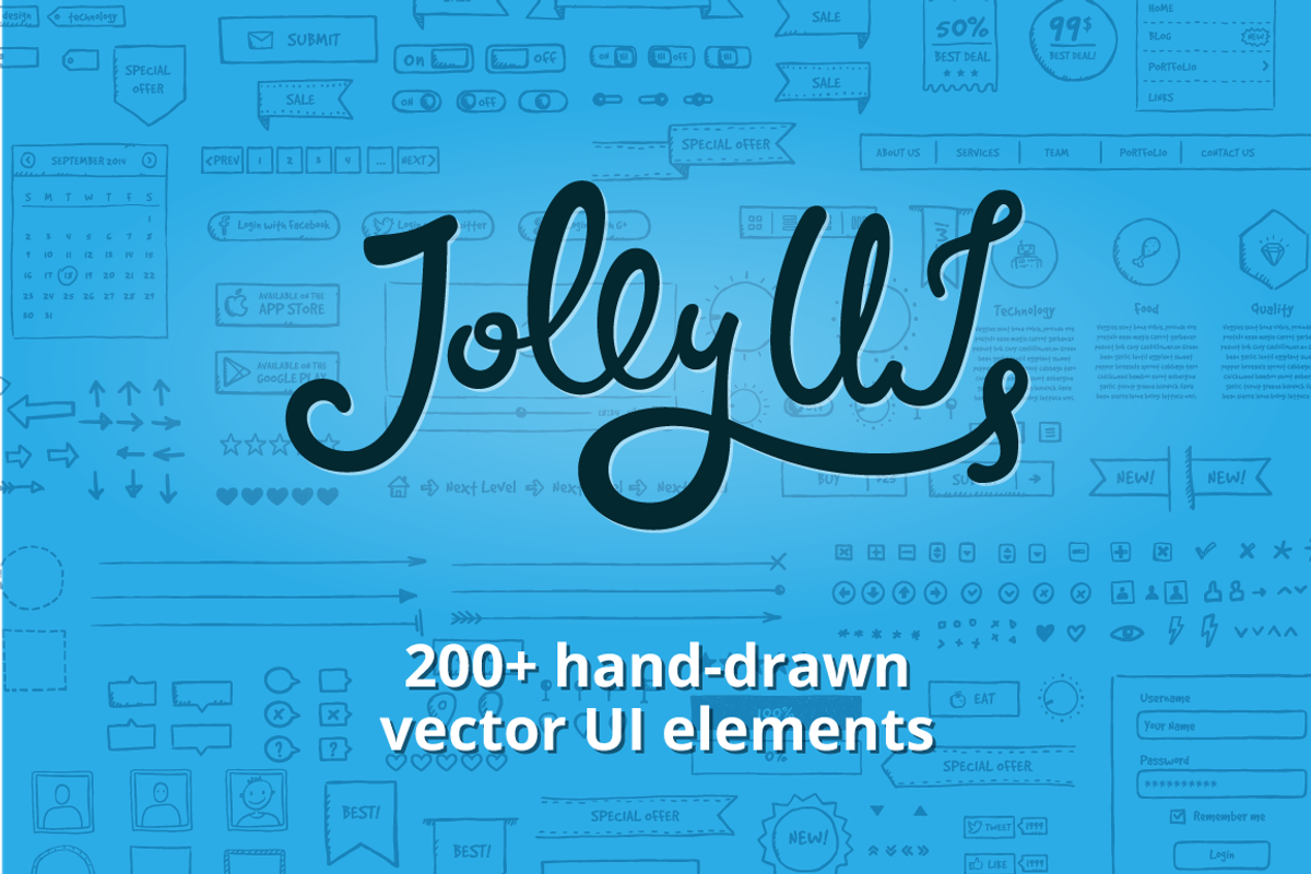 Jolly UI Kit: Hand-drawn UI elements, an UI Kit Template by Hand-Drawn Goods