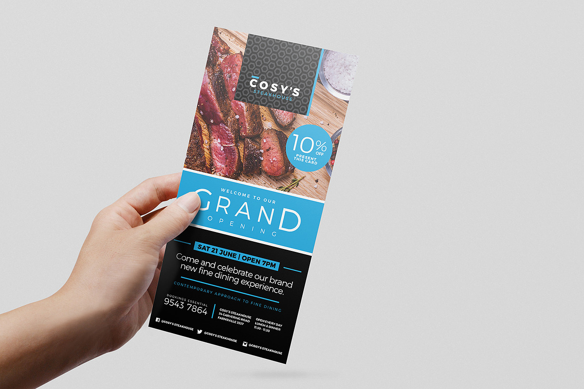 Restaurant DL Card Template, a Card Template by BrandPacks