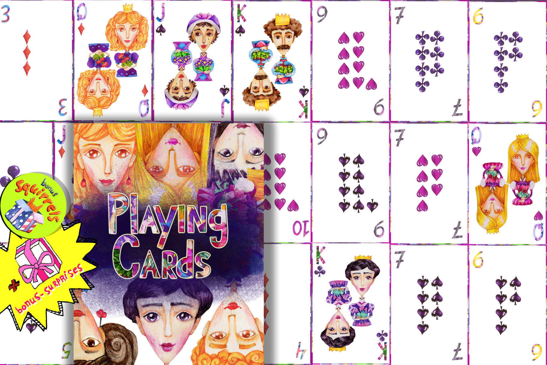 52 Playing cards, a Decorative Illustration by Ulia Li Lu