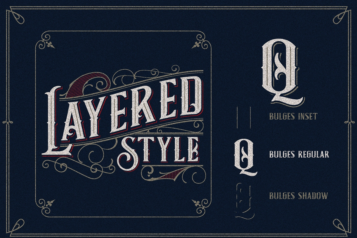 Bulges Layered + Ornament, a Font by libertype