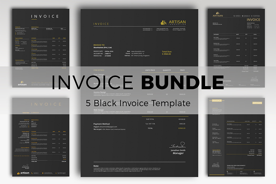 Invoice Bundle, a Stationery Template by artisanHR