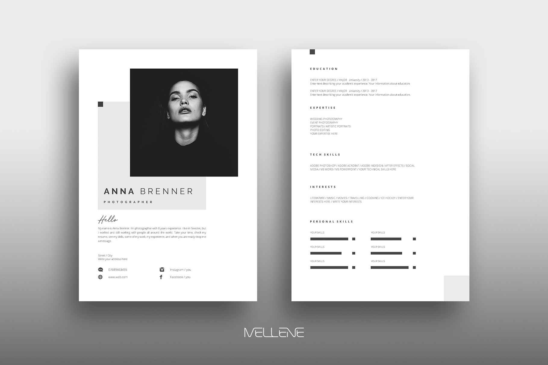 CV / Resume template for MS Word, a Resume Template by Mellene Templates