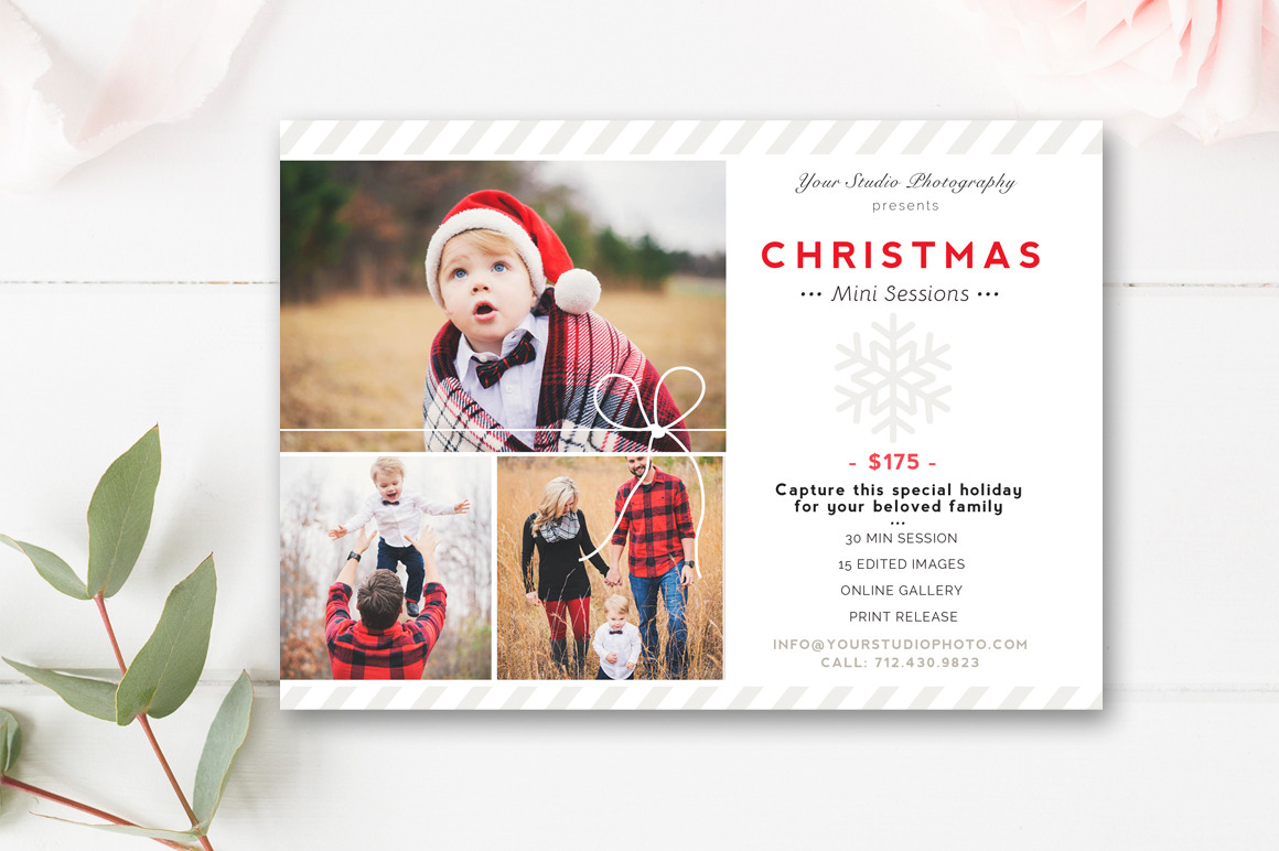 Christmas Mini Session Template, a Flyer Template by By Stephanie Design