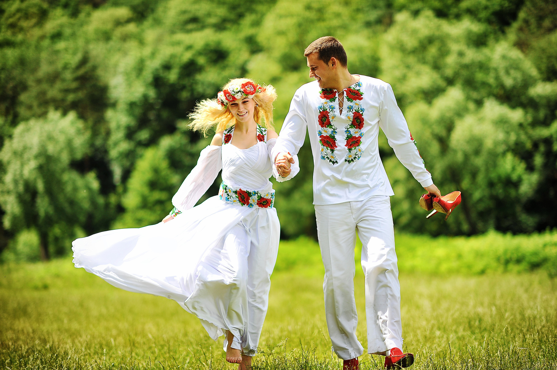 Couple in traditional dress featuring beautiful, bride, and ceremony, a ...