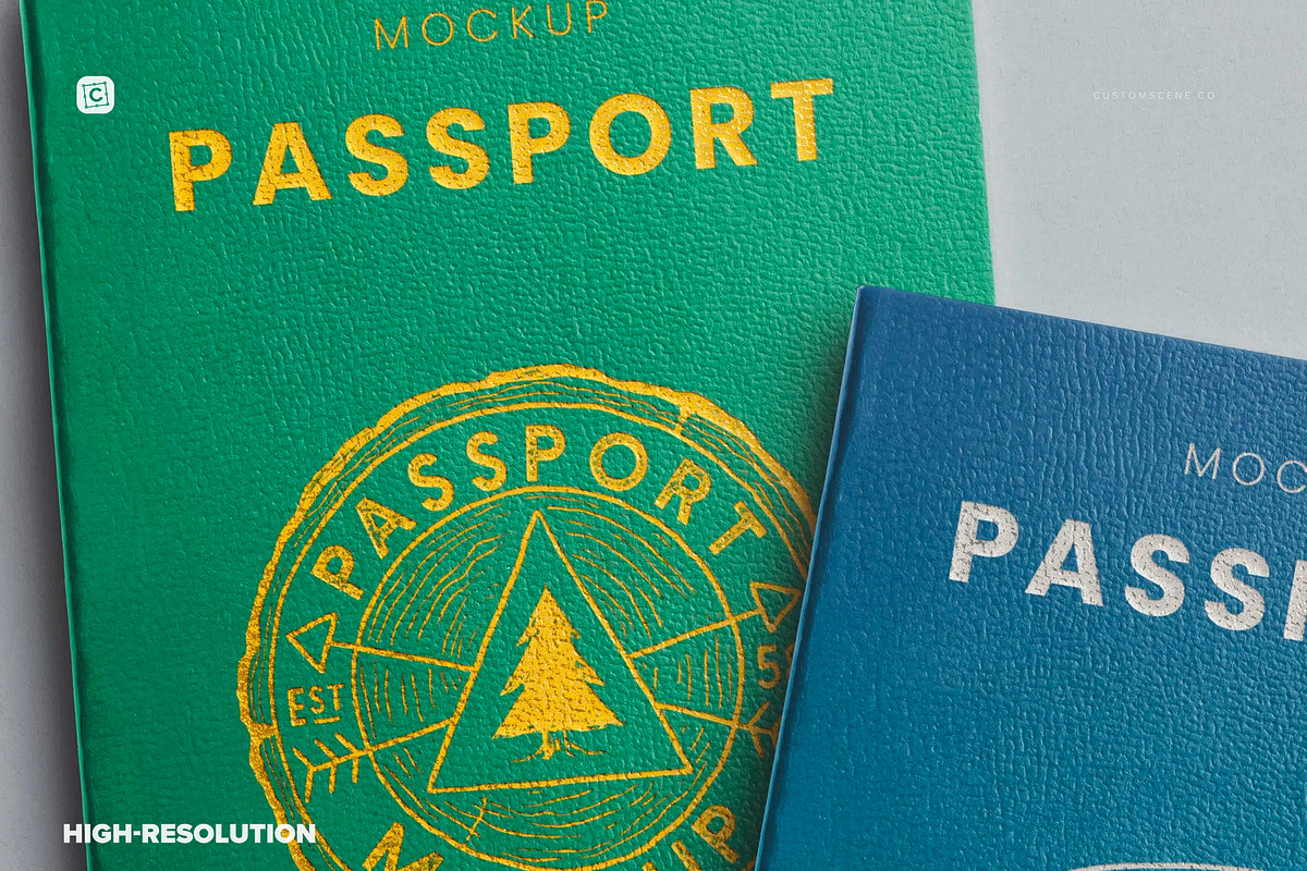 Passport Cover Mockup, a Books & Magazine Mockup by Custom Scene