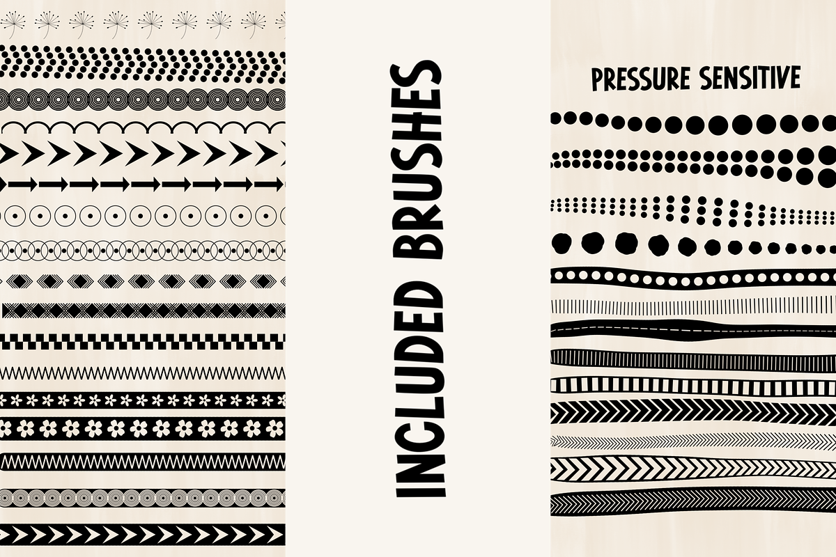 Borders | Line brushes for Procreate, a Brush Add-On by Design av MAD | Creative Market
