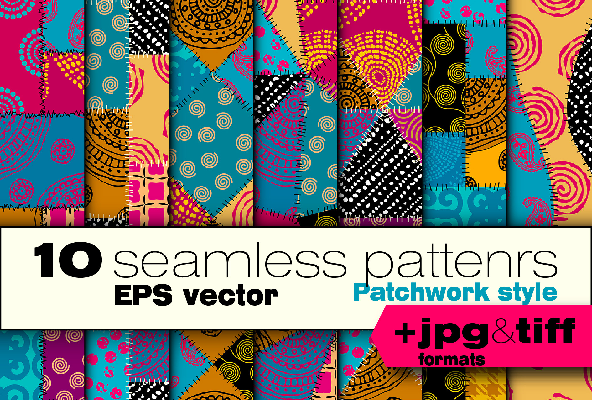 Textile patchwork patterns collection