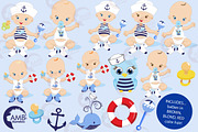 Nautical Baby Boy Clipart, AMB-912, an Illustration by AMBillustrations