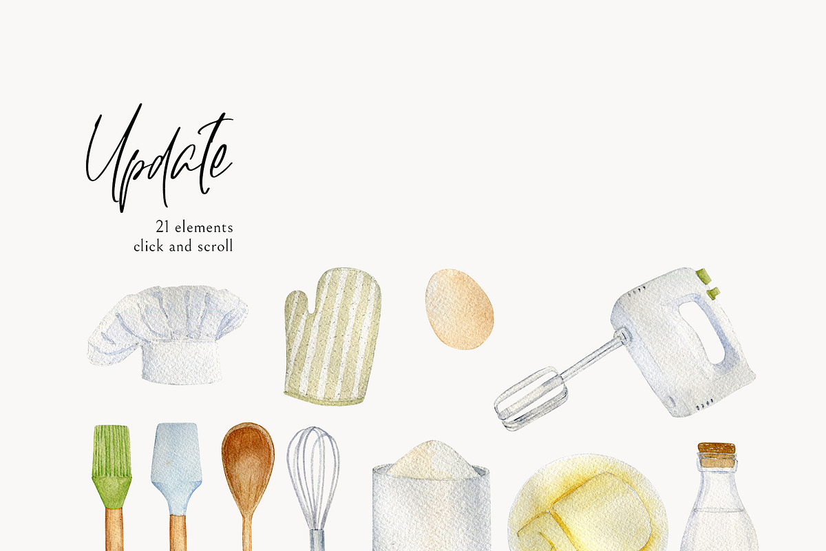 Watercolor Baking BUNDLE, a Food Illustration by NiKO