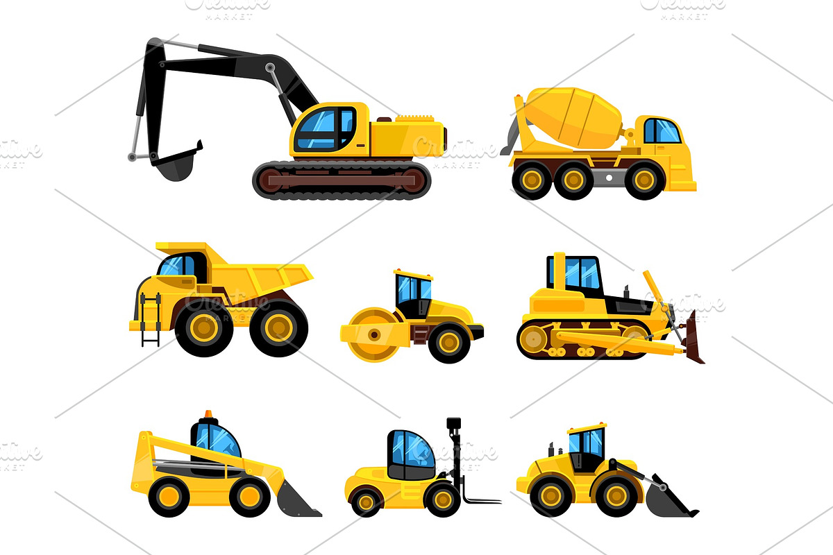 Construct machines. heavy machinery, a Transportation Illustration by ...