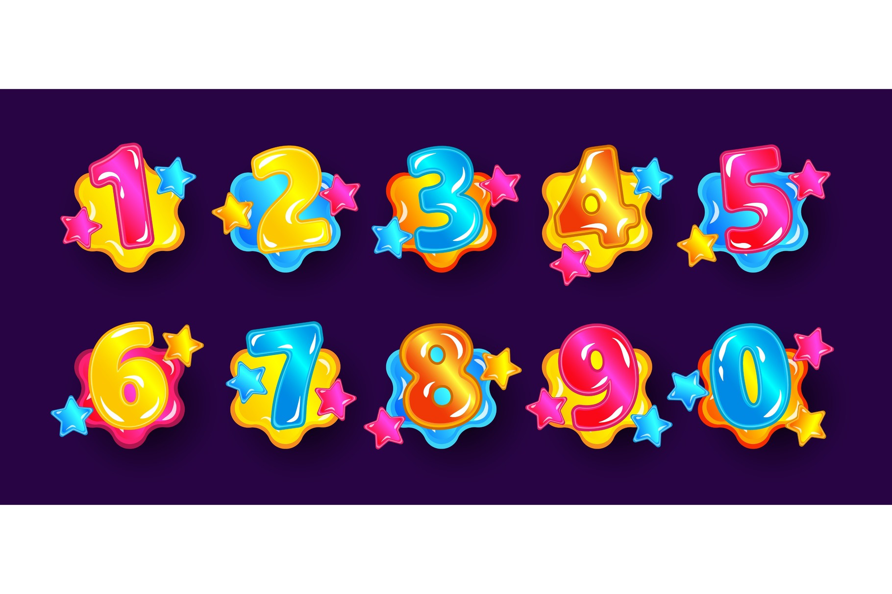 Colorful cartoon number set for, an Education Illustration by ...