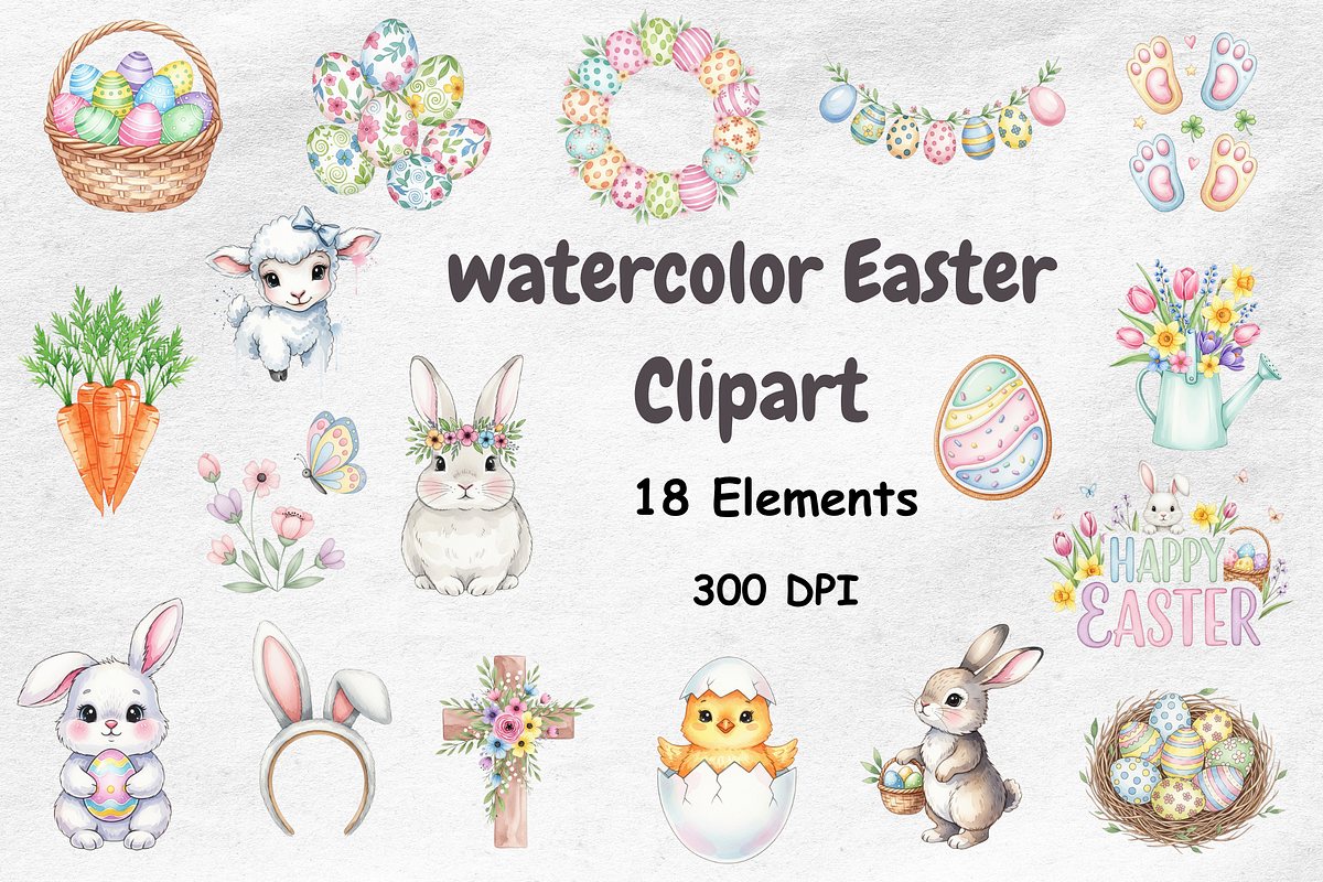 Watercolor Easter Clipart
