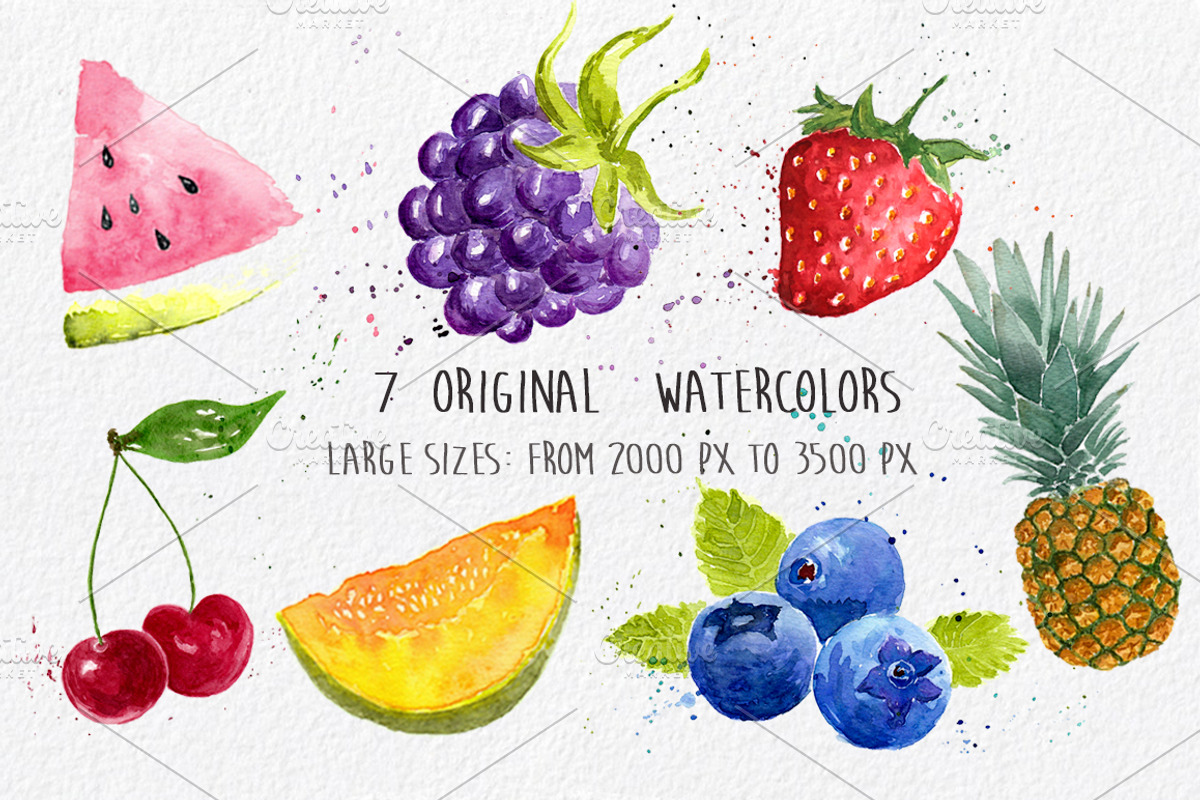 Watercolor Fruits ClipArt Pack, an Illustration by MaraquelaStudio