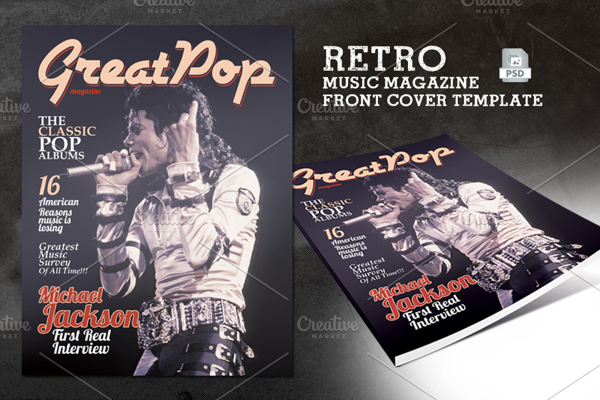 Retro Music Magazine Front Cover, a Magazine Template by The Design For Co.