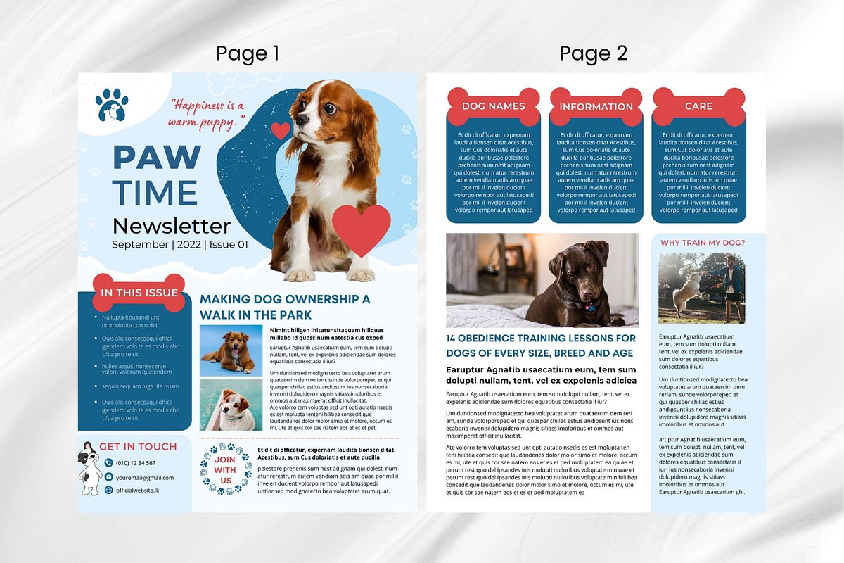 Canva newsletter template for pet dogs