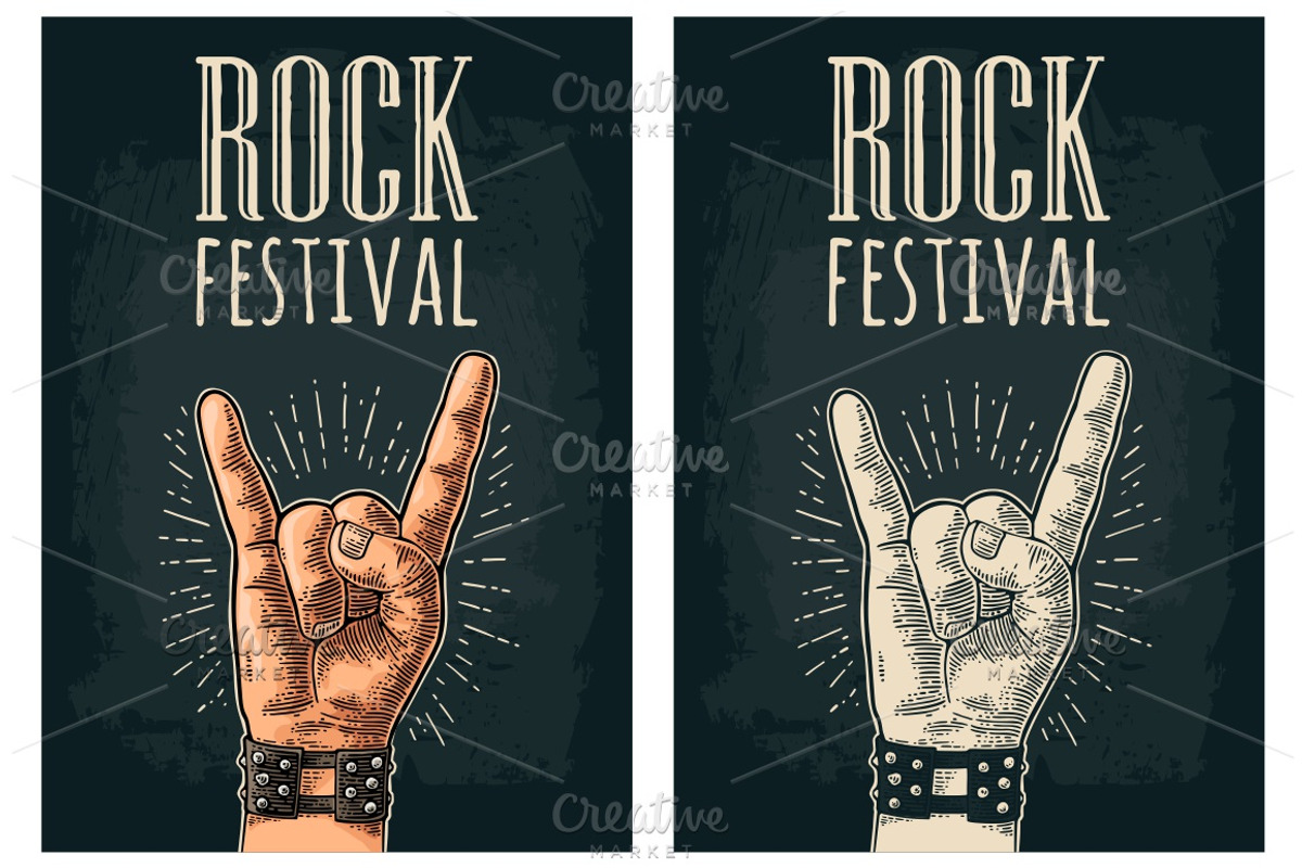 Rock and Roll sign engrave, an Illustration by MoreVector