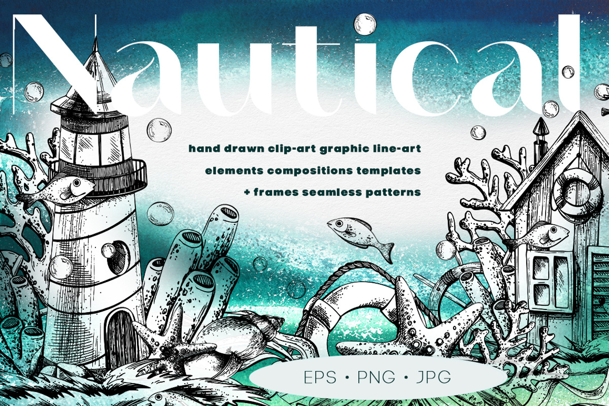 Nautical clip-art line-art graphic, an Animal Illustration by NATASHA CHU