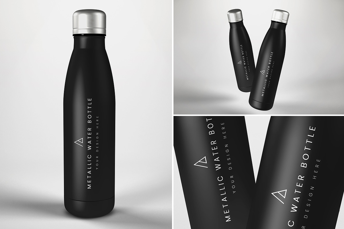 Metallic Water Bottle Mockup, a Product Mockup by Aurora Graphics