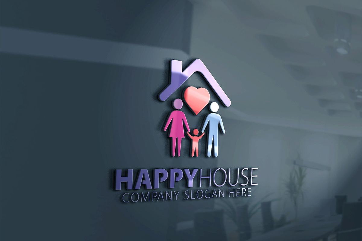 Happy House Logo, a Branding & Logo Template by essegraphic