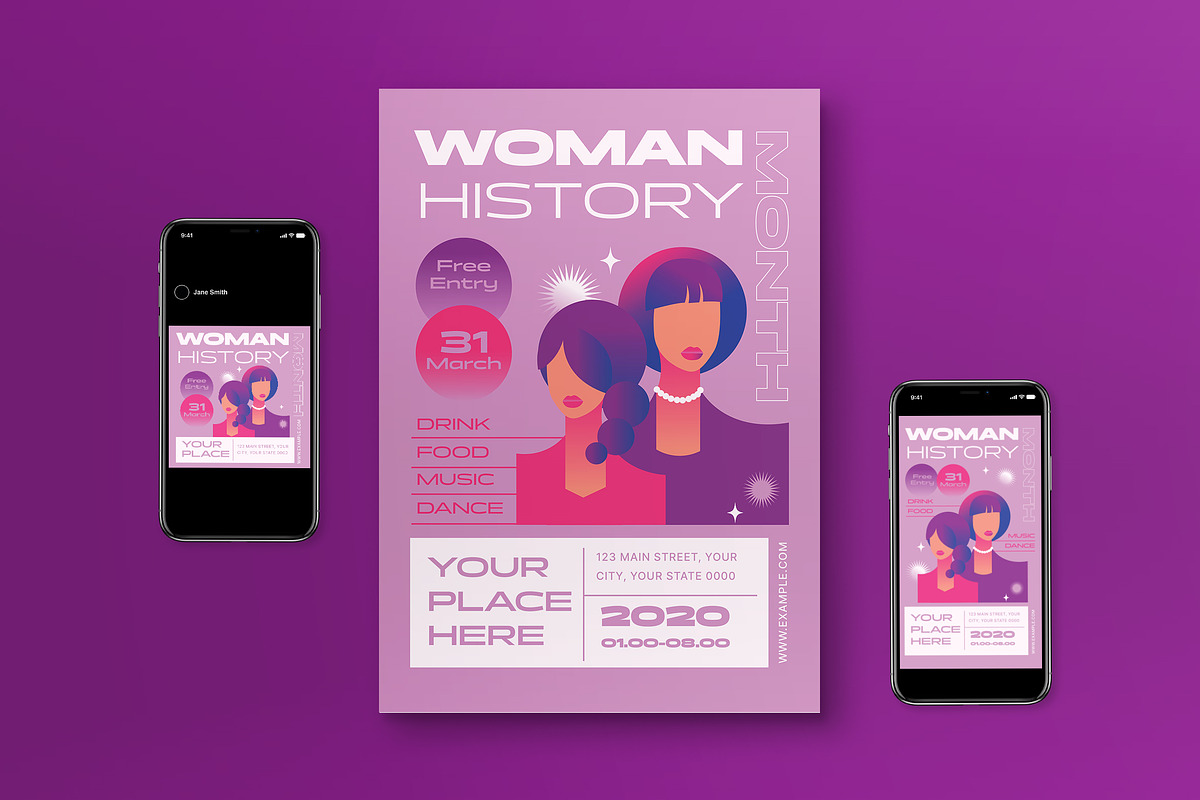 Women's History Month Flyer Set, a Flyer Template by graphicook ...