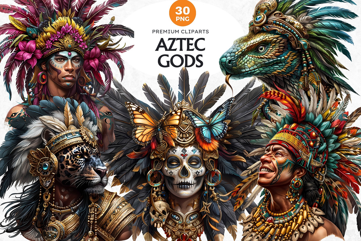 Watercolor Aztec gods and goddesses, a Person Illustration by ...