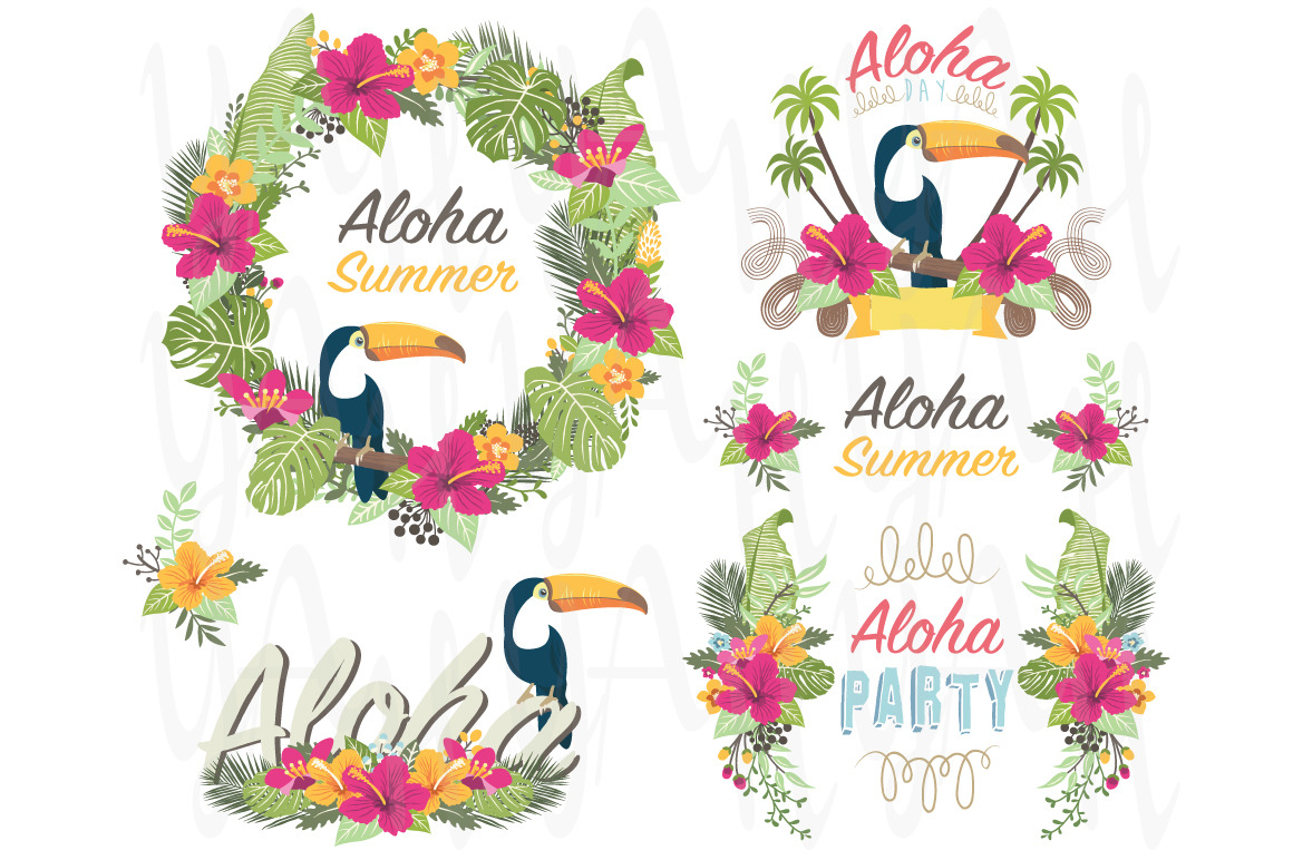 Aloha Floral Elements, a Decorative Illustration by YenzArtHaut