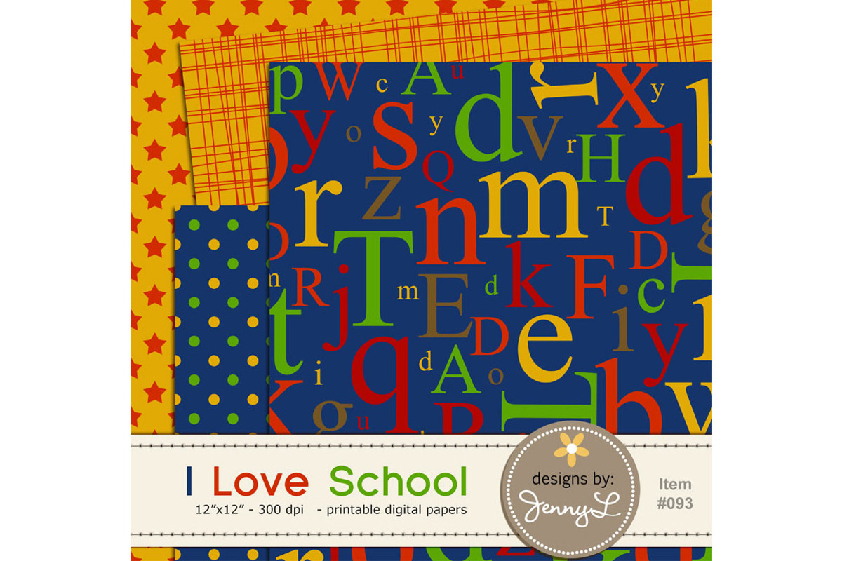 School Digital Papers, a Pattern Graphic by JennyL Designs