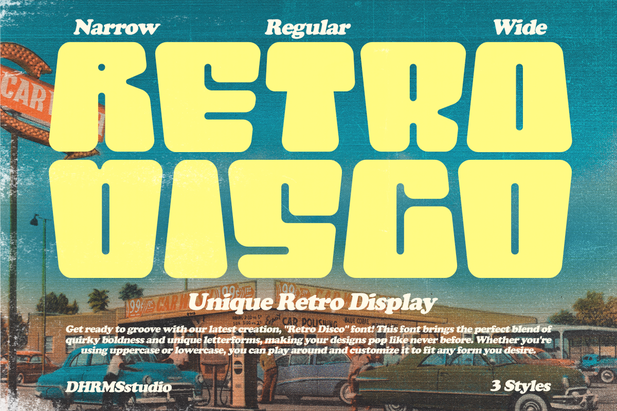 Retro Disco - Unique Retro Display, a Sans Serif Font by Dharmas Studio