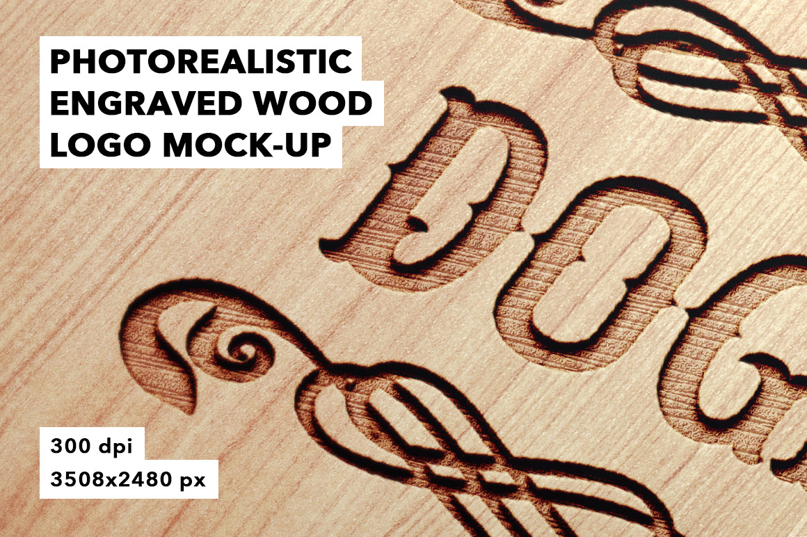 Engraved Wood Logo Badge Mockup, a Product Mockup by PrintPixel ...