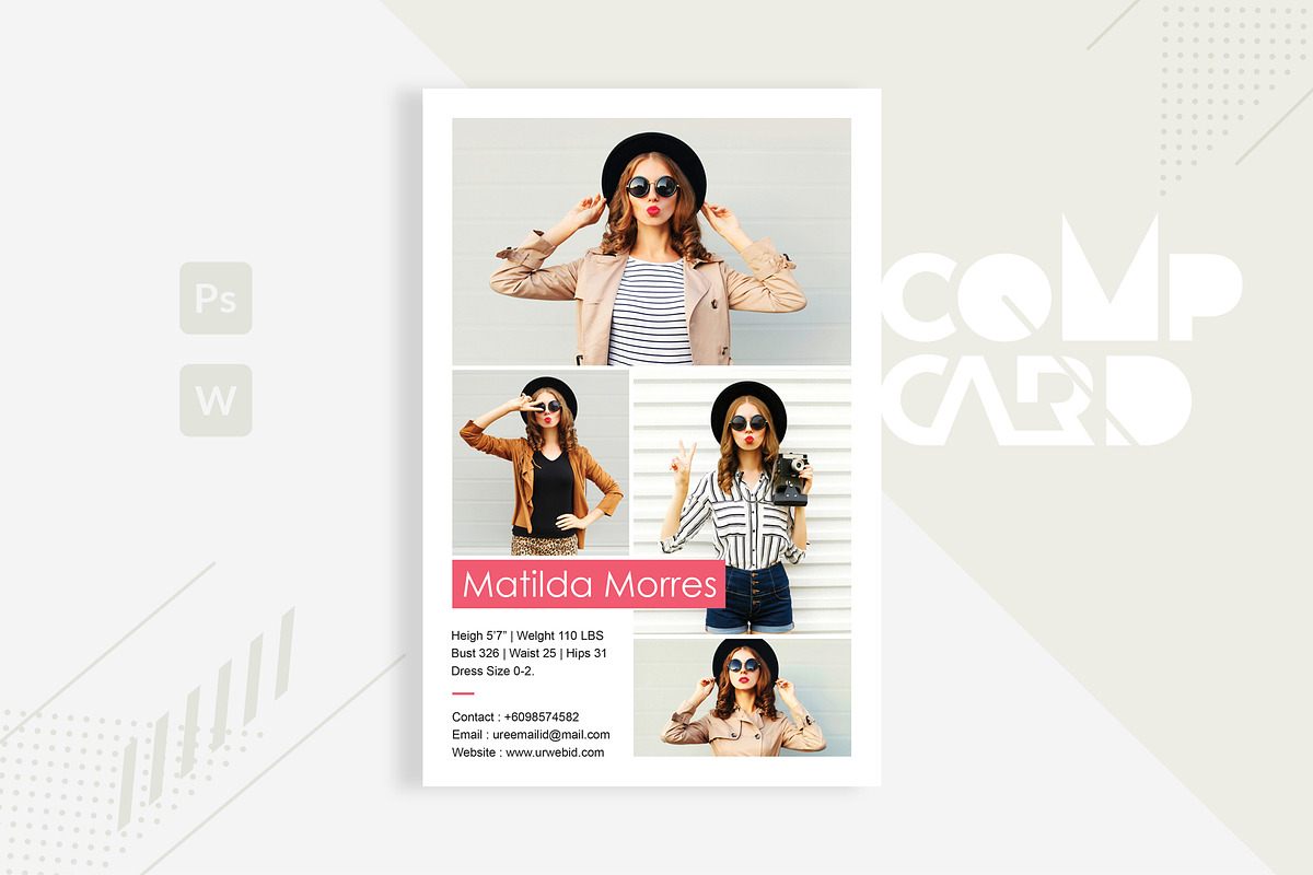 Actor Comp Card, a Card Template by TemplatesForest