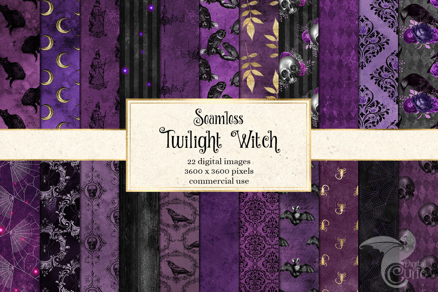 Twilight Witch Digital Paper, a Pattern Graphic by Digital Curio