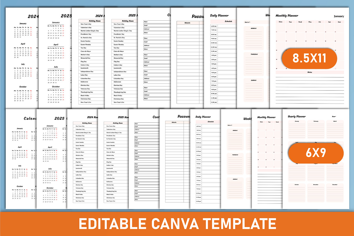 Editable 2024-2025 Planner Canva