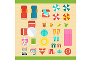 set of summer objects | Object Illustrations ~ Creative Market