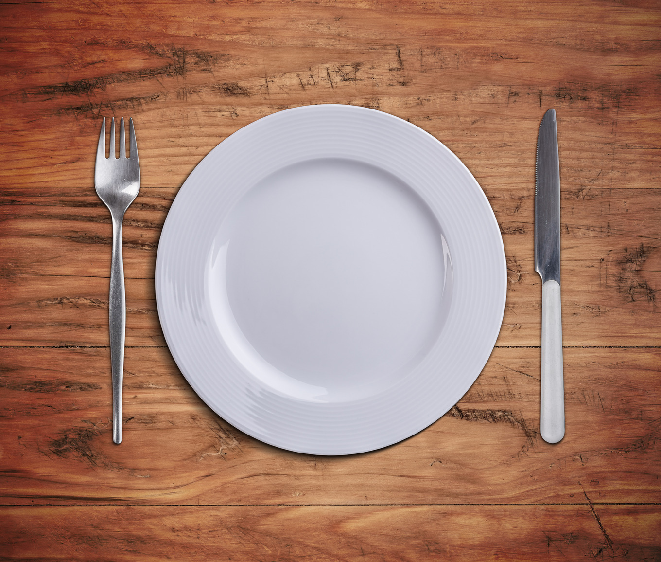 Empty white plate featuring plate, cutlery, and background, a Food ...