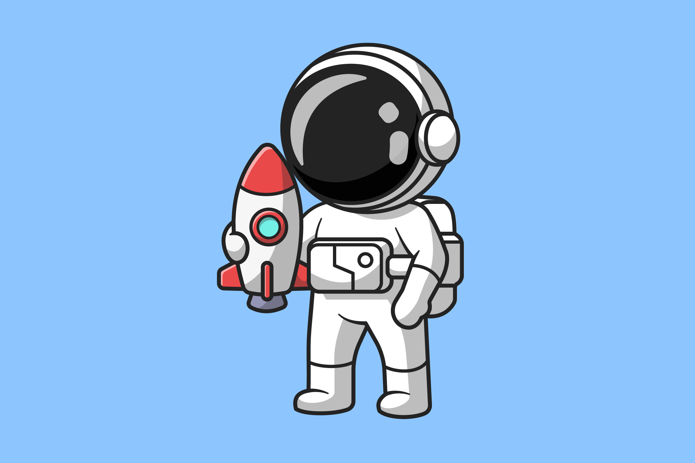 Cute Astronaut Holding Mini Rocket, a Technology Illustration by ...