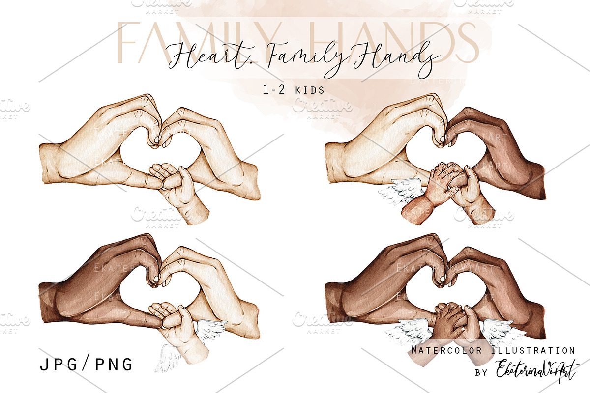 HeartFamily Hands 1-2Kids, a Decorative Illustration by EkaterinaViArt