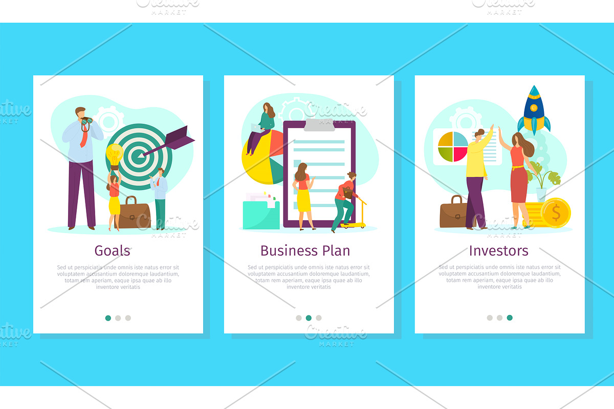 Business banner design set, goals, a Decorative Illustration by ...