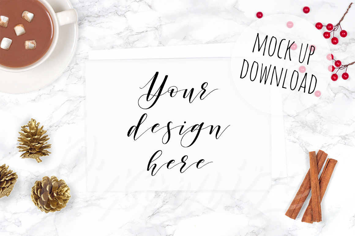 Winter Card Mockup - Horizontal, a Print Template by Pixomize