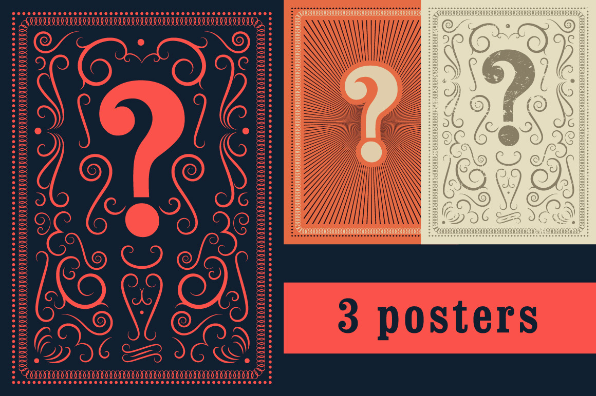 Question mark retro style posters., a Decorative Illustration by ...