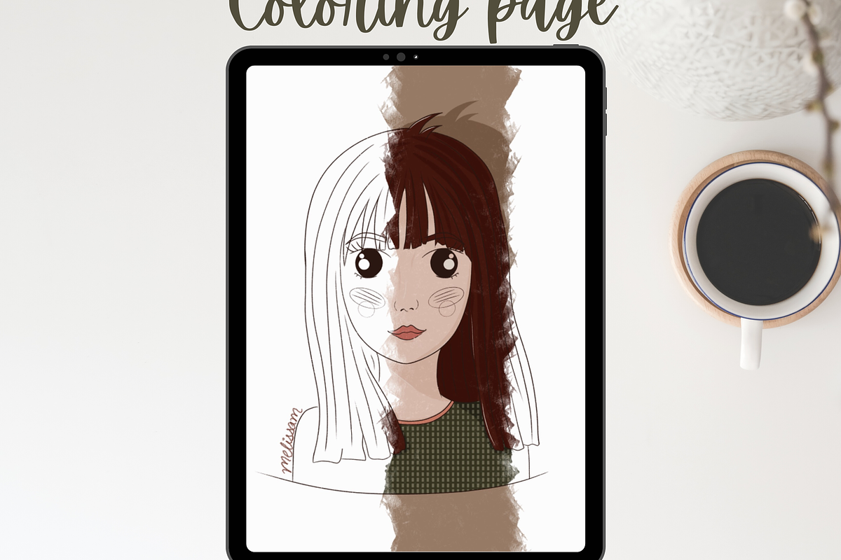 Printable Cute Coloring Page, a Photo by Melissam Illustration